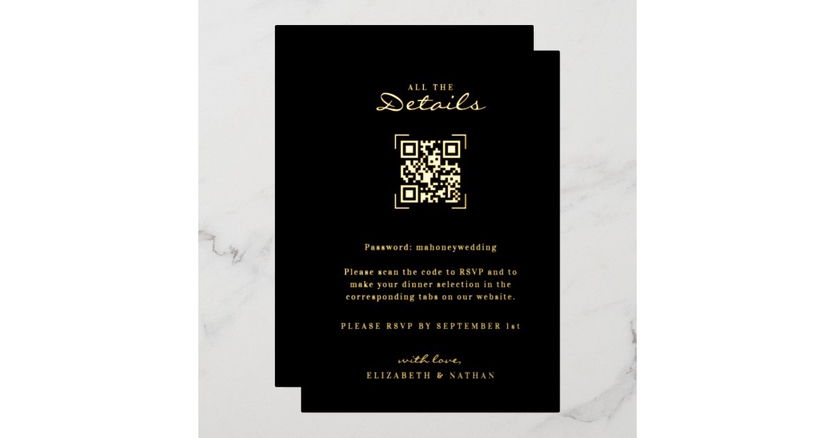 QR Code Scan | Wedding Details Enclosure Foil Invitation | Zazzle