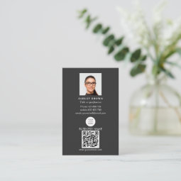 Qr code scannable barcode modern logo photo business card | Zazzle