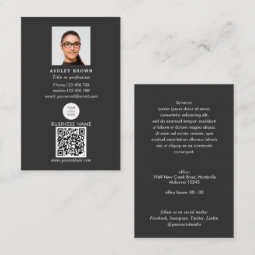 Qr code scannable barcode modern logo photo business card | Zazzle
