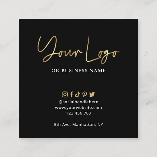 QR Code Scannable Black & Faux Gold Business Card | Zazzle