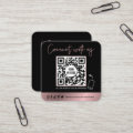 QR Code Scannable Glam Black & Rose Gold Logo Square Business Card | Zazzle
