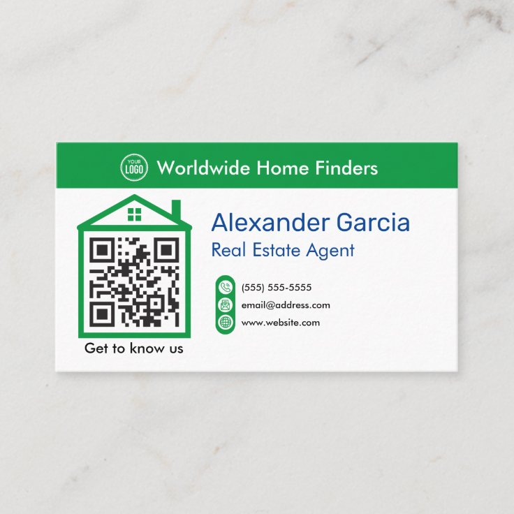 QR Code Scanner For Real Estate Agent Business Card | Zazzle