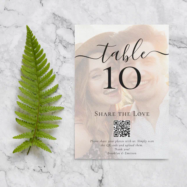 QR Code Share the Love Photo Wedding Table Number | Zazzle