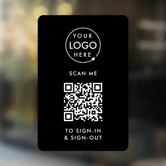 QR Code Sign-In | Black Visitor Employee Reception Window Cling | Zazzle