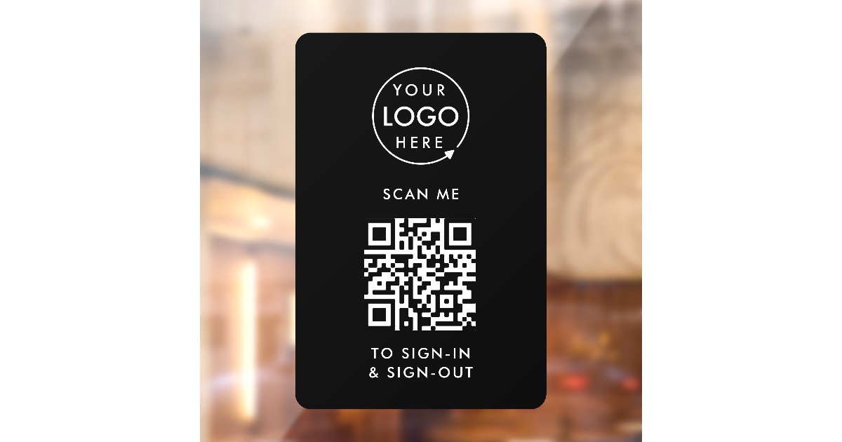 QR Code Sign-In | Black Visitor Employee Reception Window Cling | Zazzle