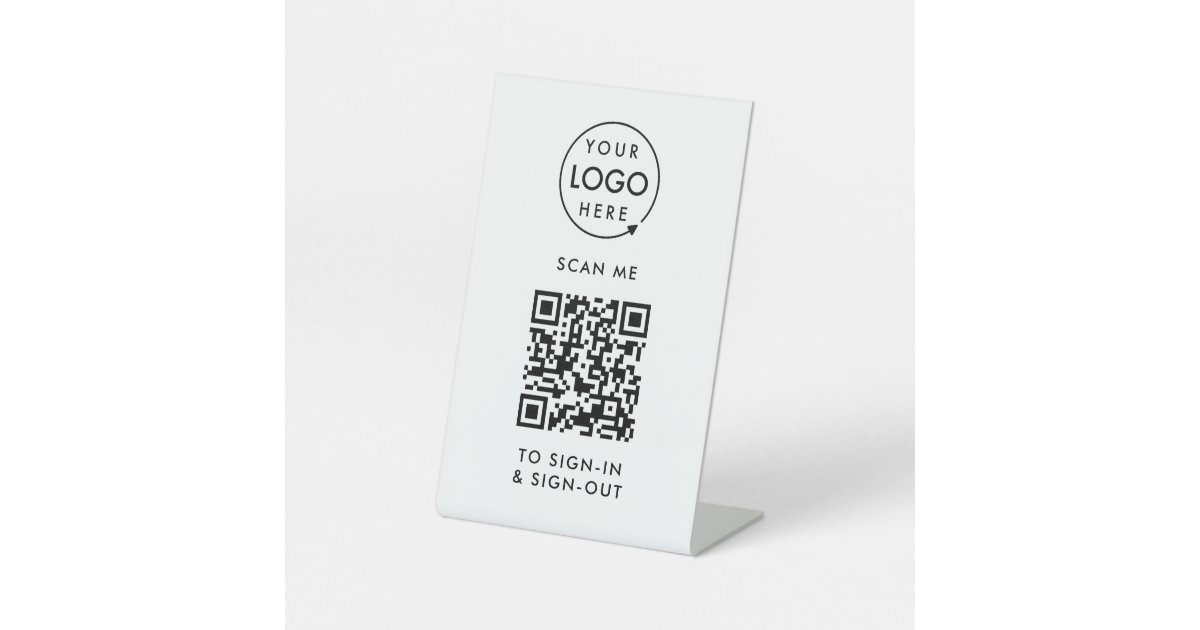 QR Code Sign-In | Visitor Employee Reception Pedestal Sign | Zazzle.com