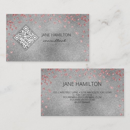 QR Code Silver Business Card | Zazzle