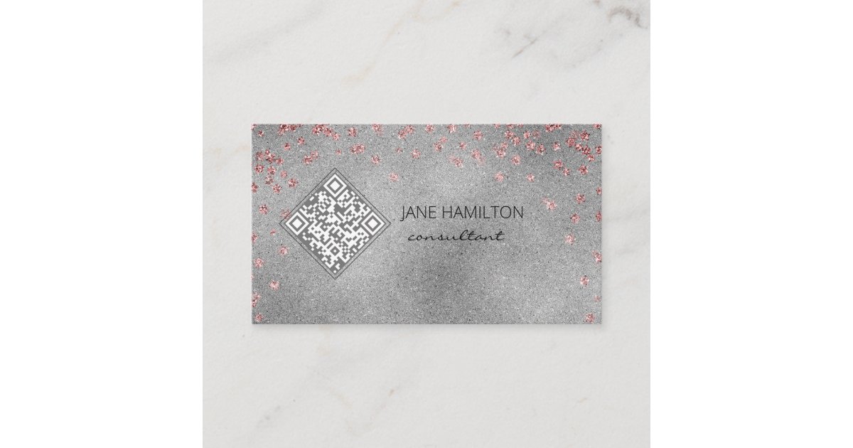 QR Code Silver Business Card | Zazzle
