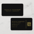 QR Code Simple Classy Elegant Black and Gold Business Card | Zazzle