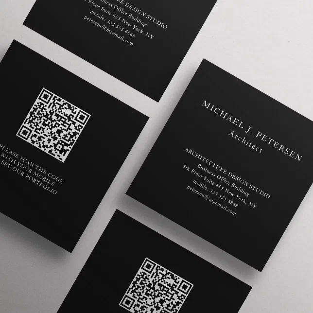 QR CODE simple elegant typography professional Square Business Card ...