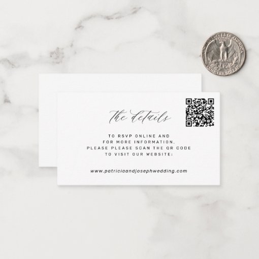 QR CODE simple elegant wedding website details Note Card | Zazzle