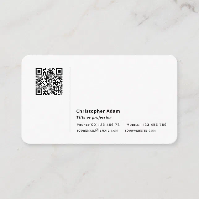 QR code simple modern professional personal Business Card | Zazzle