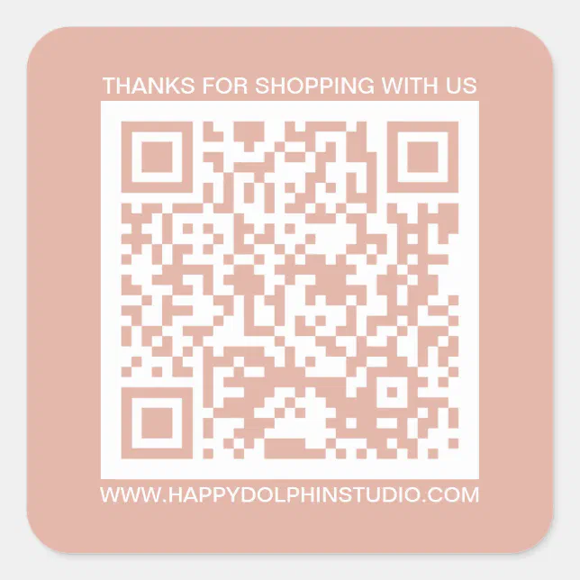 QR Code Small Business Website Dusty Pink Square Sticker | Zazzle