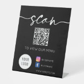 QR Code Social Media Black Pedestal Sign | Zazzle