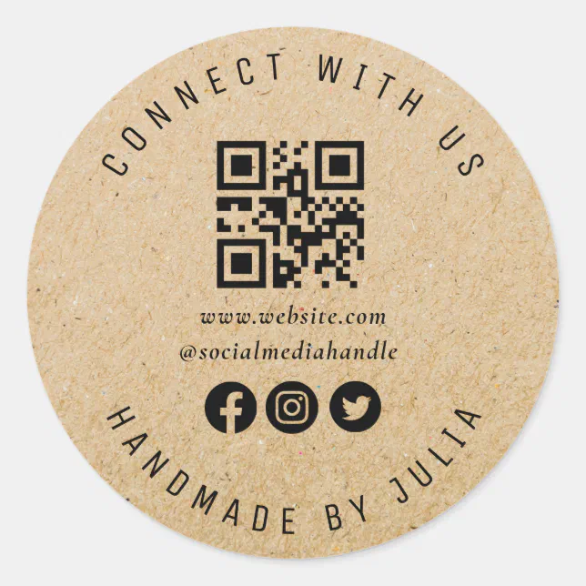 QR Code social media business Classic Round Sticker | Zazzle