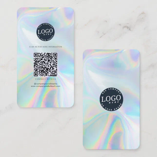 QR Code Social Media Company Website Holographic Business Card | Zazzle