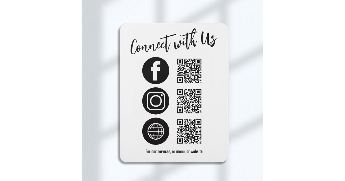 QR Code Social Media Connect with Us Door Sign | Zazzle