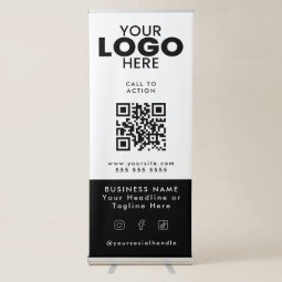QR Code Social Media Custom Business Company Logo Retractable Banner ...