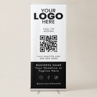 QR Code Social Media Custom Business Company Logo Retractable Banner ...