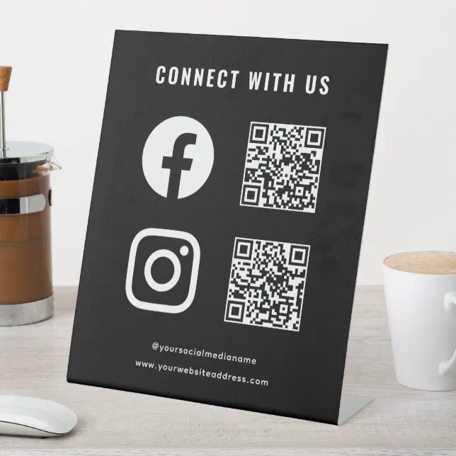 QR Code Social Media Follow Scan Connect With Us Pedestal Sign | Zazzle