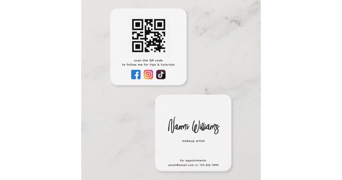 Qr Code Social Media Icons Simple Modern Square Business Card Zazzle