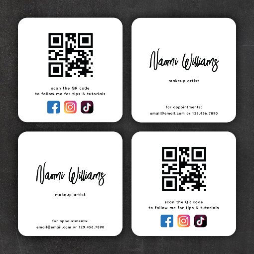 QR Code Social Media Icons Simple Modern Square Business Card | Zazzle