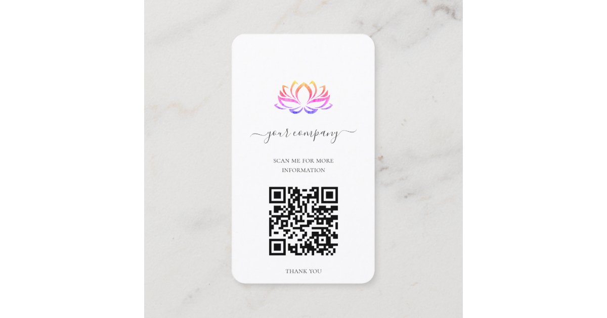 QR Code Spa Therapist Lotus Business Card | Zazzle