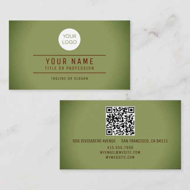 QR Code Spotlight Green Name Professional Logo Calling Card | Zazzle