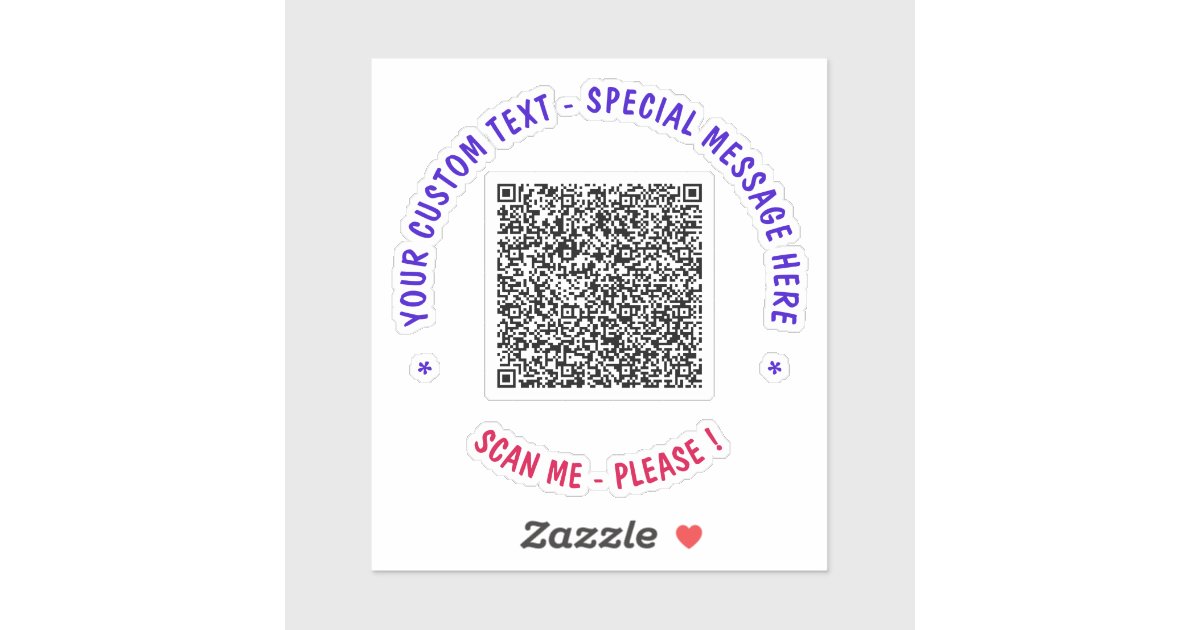 QR Code Sticker Scan Info and Text - Your Colors | Zazzle