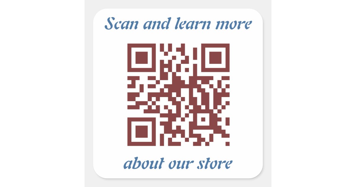 QR Code store's information template Square Sticker | Zazzle