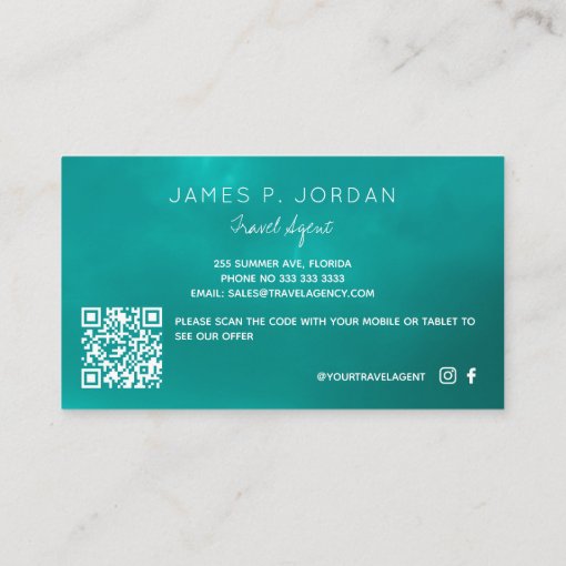 QR CODE summer holidays travel agent Business Card | Zazzle