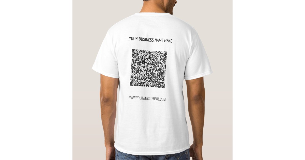 QR Code T-Shirt Custom Text Promotional Company | Zazzle