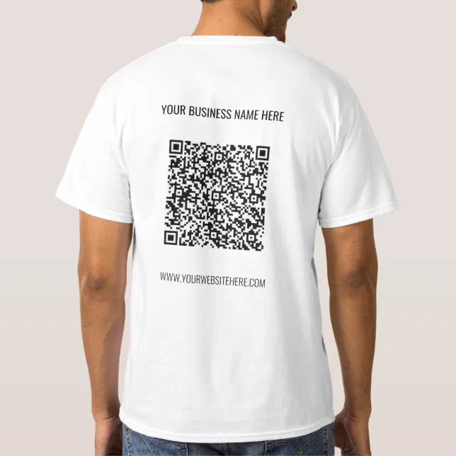 QR Code T-Shirt Custom Text Promotional Company | Zazzle