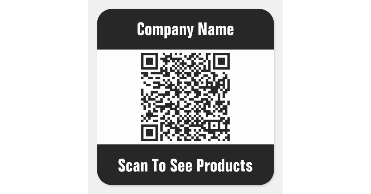 QR Code Template Black and White Business Square Sticker | Zazzle