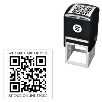 QR Code Template With Any Text Self-inking Stamp | Zazzle