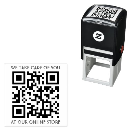 QR Code Template With Any Text Self-inking Stamp | Zazzle