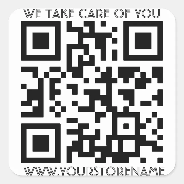QR Code Template With Any Text Square Sticker | Zazzle