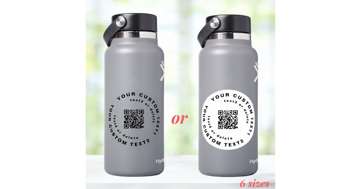 QR code &Text on Clear Vinyl Business Water Bottle Sticker | Zazzle