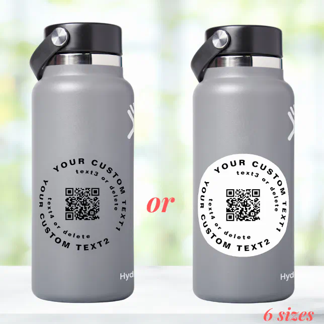 QR code &Text on Clear Vinyl Business Water Bottle Sticker | Zazzle