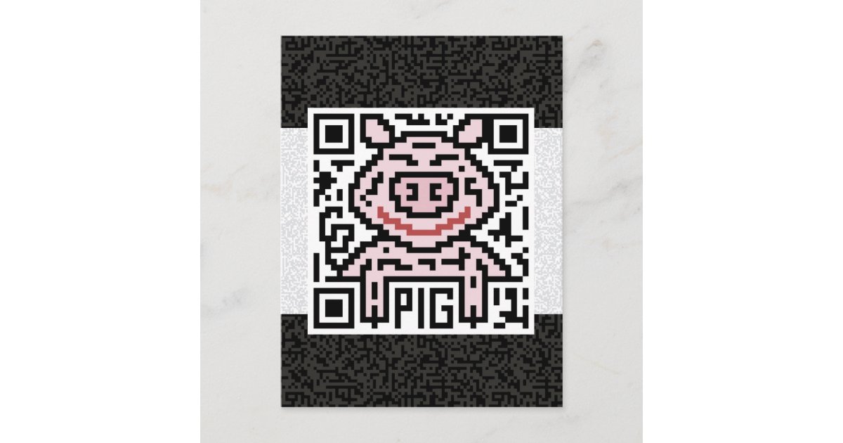 QR Code the Pig Postcard | Zazzle