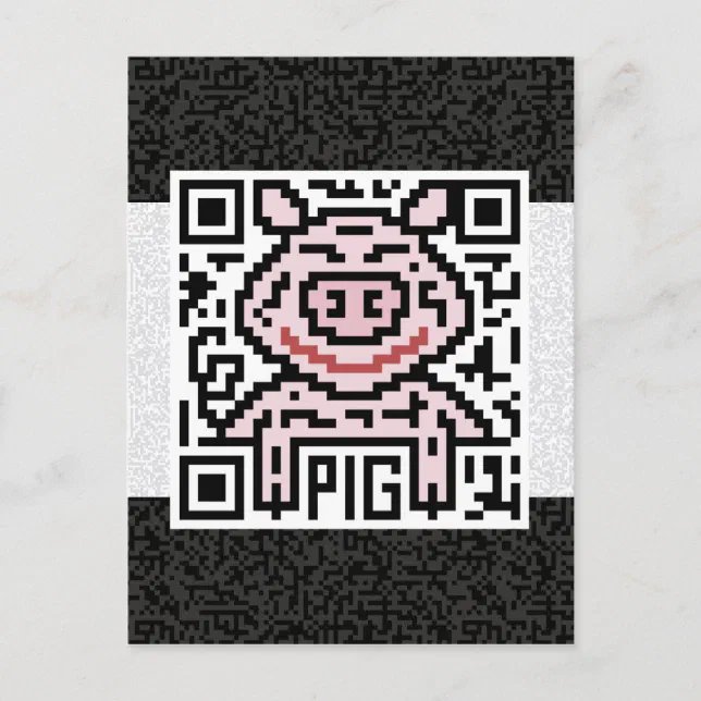 QR Code the Pig Postcard | Zazzle