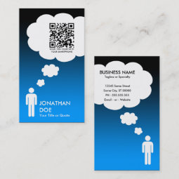 qr code thought bubble (male stick figure) business card | Zazzle