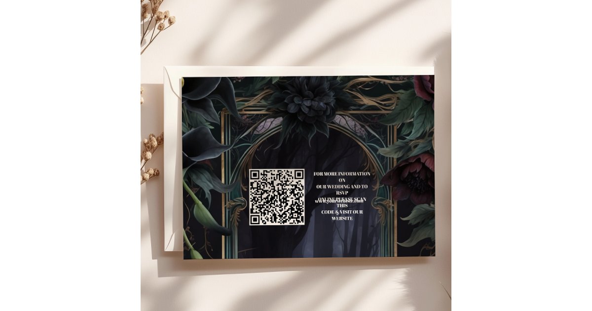 QR Code Till death do us part Gothic Halloween Enclosure Card | Zazzle