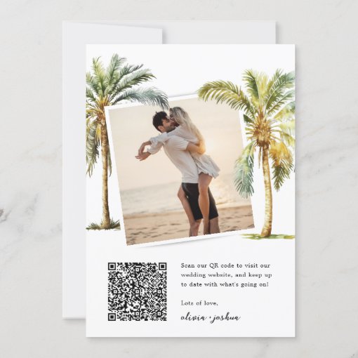 QR Code Tropical Beach Save The Date | Zazzle