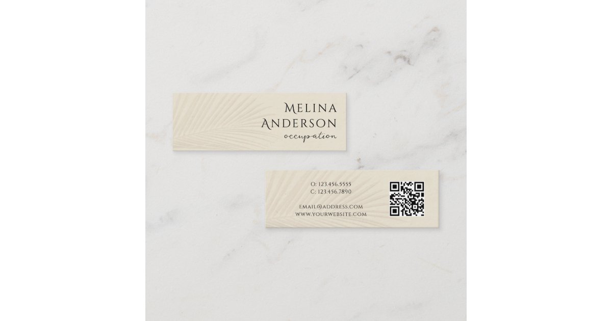 QR Code Tropical Palm Mini Business Card | Zazzle