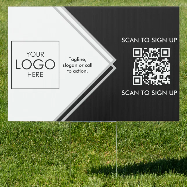QR Code Upload Your Logo Double Sided Yard Lawn Sign | Zazzle