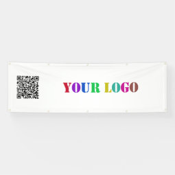 QR Code URL and Logo Business Promotional Banner | Zazzle