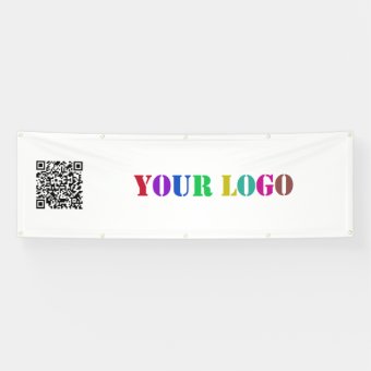 QR Code URL and Logo Business Promotional Banner | Zazzle