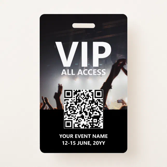 Qr Code Vip All Access Pass Custom Event Badge Zazzle