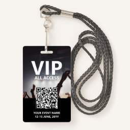 Qr Code VIP All Access Pass Custom Event Badge | Zazzle